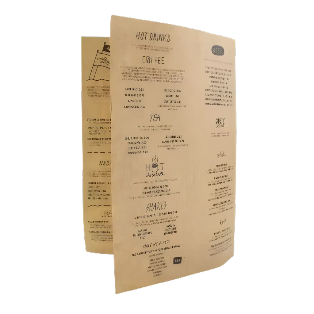 Brown Kraft Menus - Local Waltham Cross and Enfield Printers - Inkhive ...