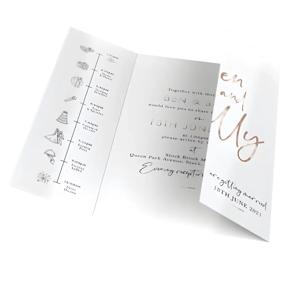 Foiled Folded Wedding Invitations - Local Waltham Cross and Enfield ...