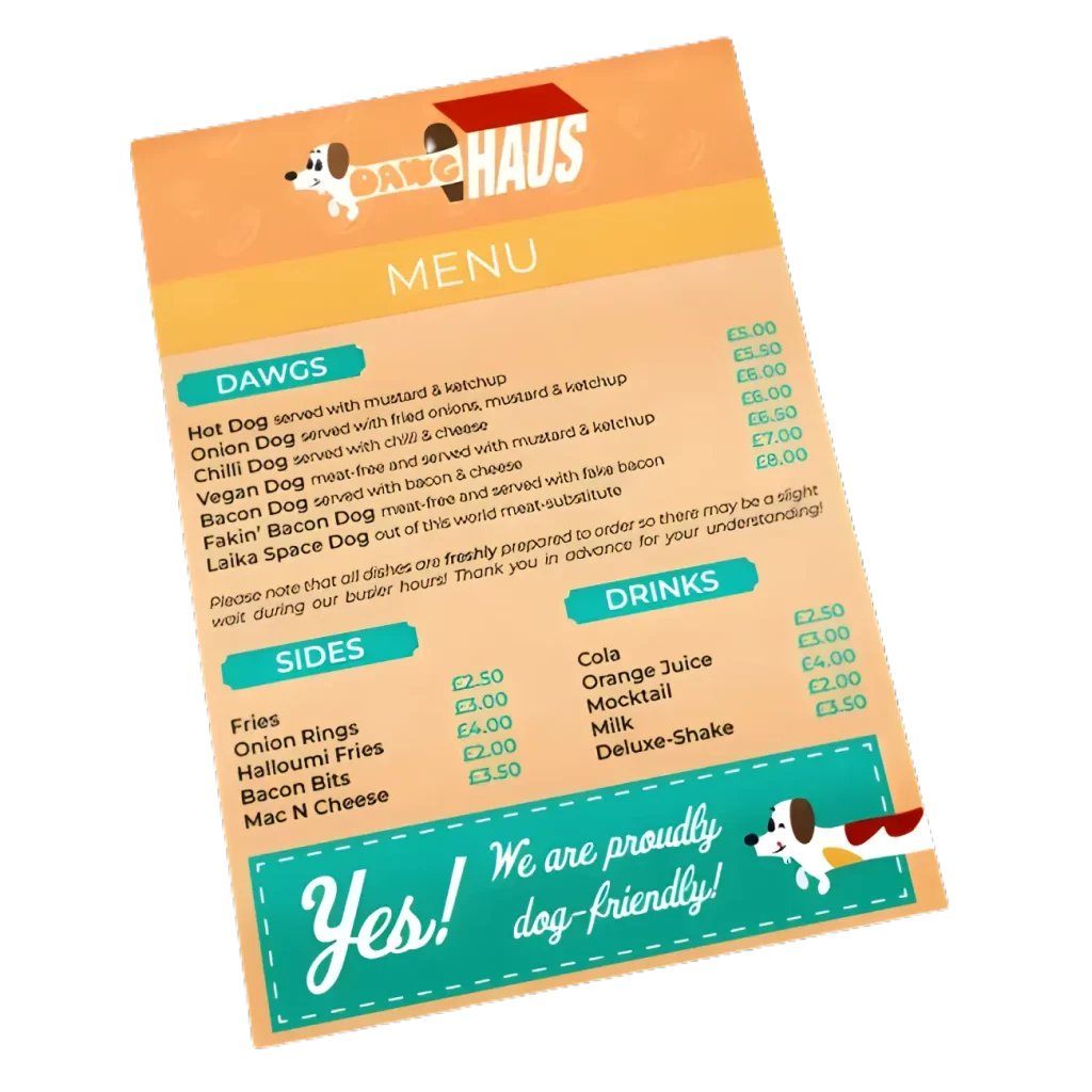 Waterproof Menus - Local Waltham Cross and Enfield Printers - Inkhive ...